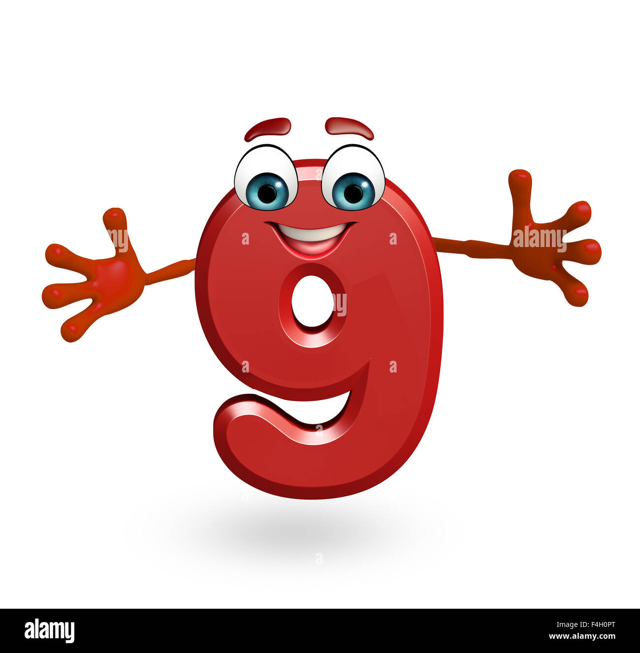 3d rendered illustration of cartoon character of nine digit Stock Photo ...