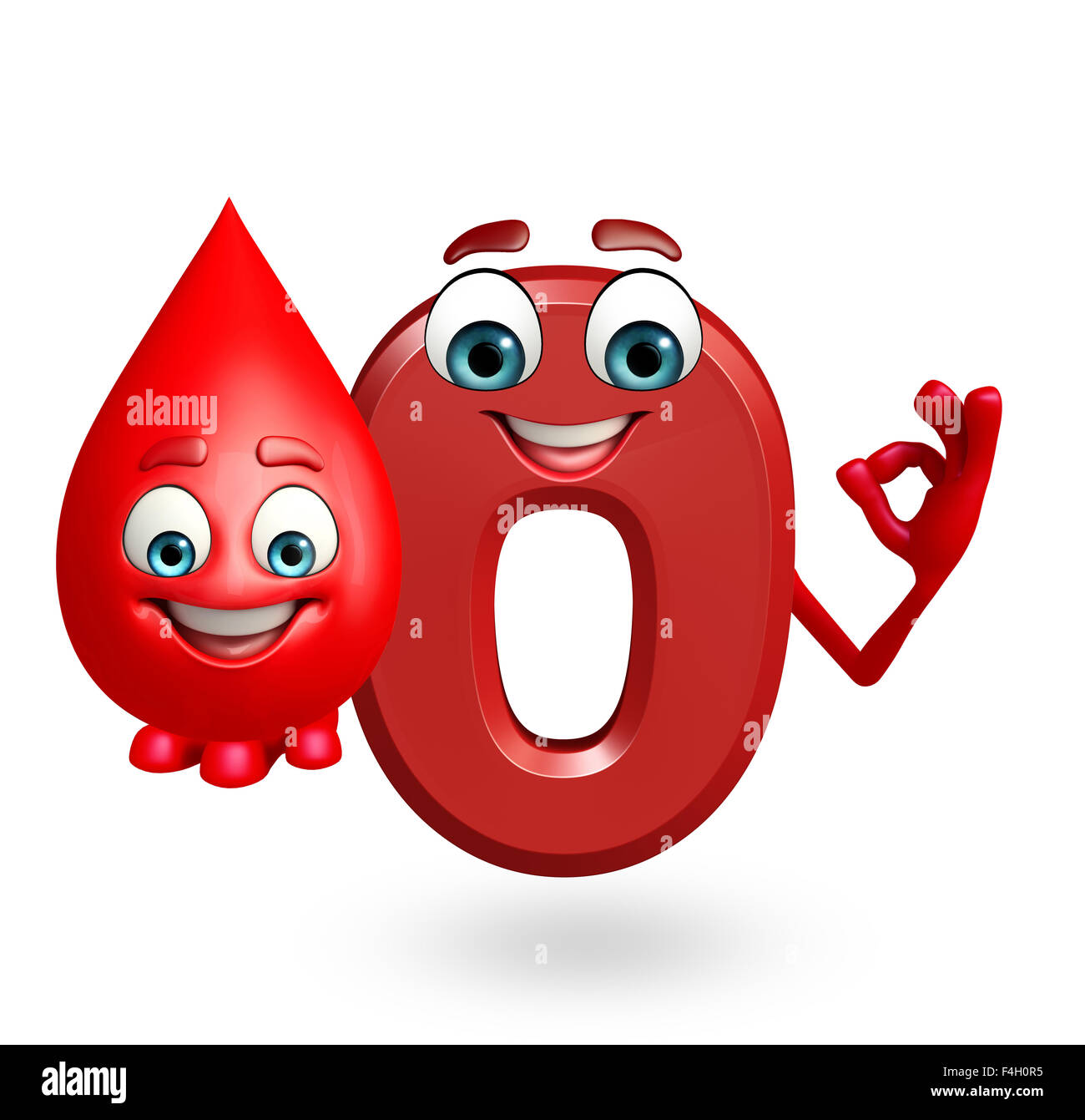 3d rendered illustration of Cartoon character of zero digit with blood ...