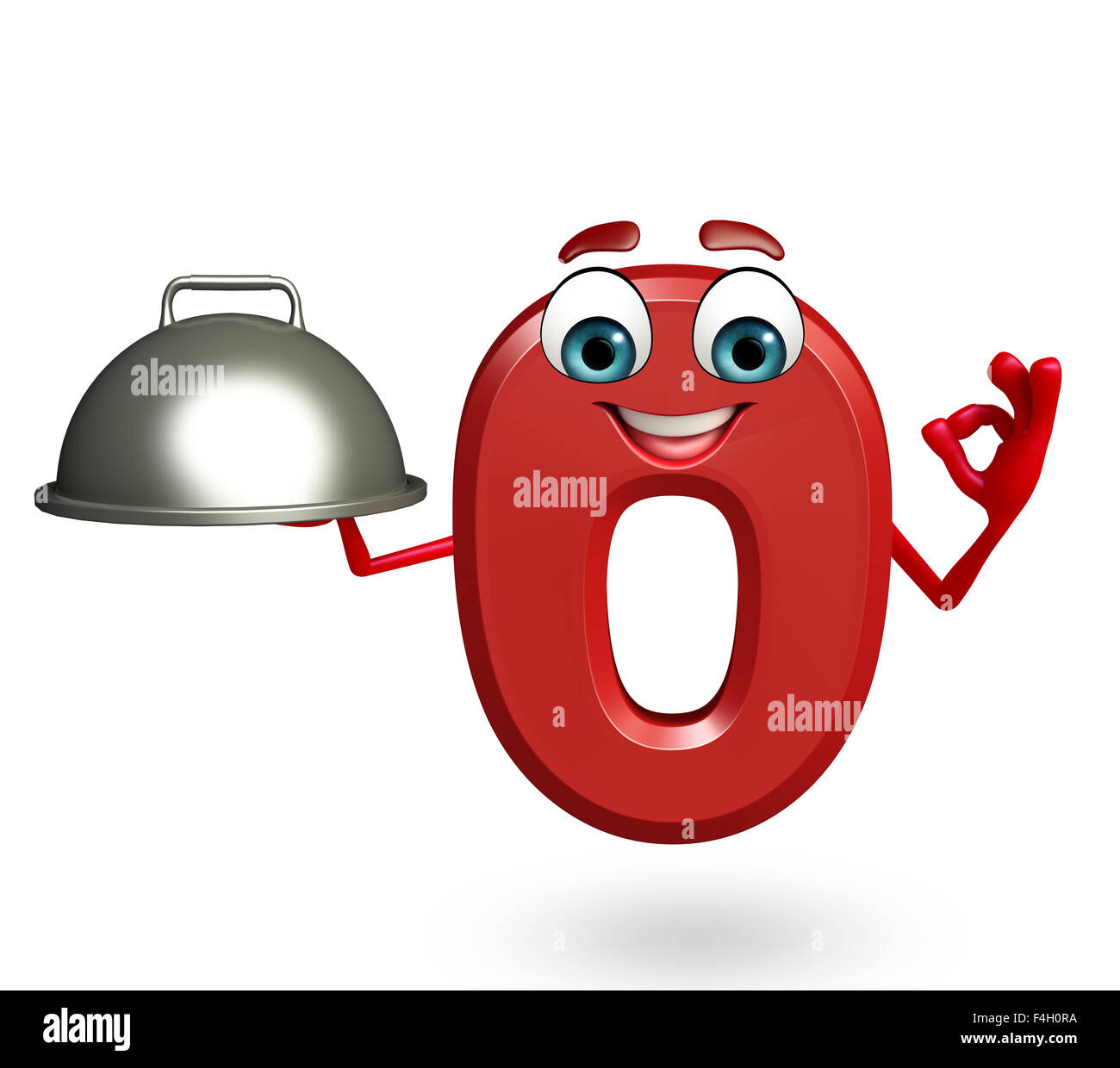 3d rendered illustration of Cartoon character of zero digit with pan ...