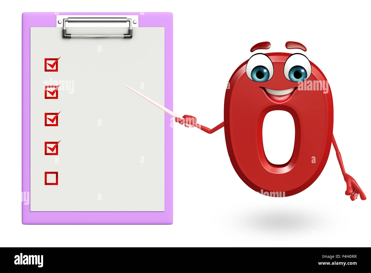 3d rendered illustration of Cartoon character of zero digit with ...