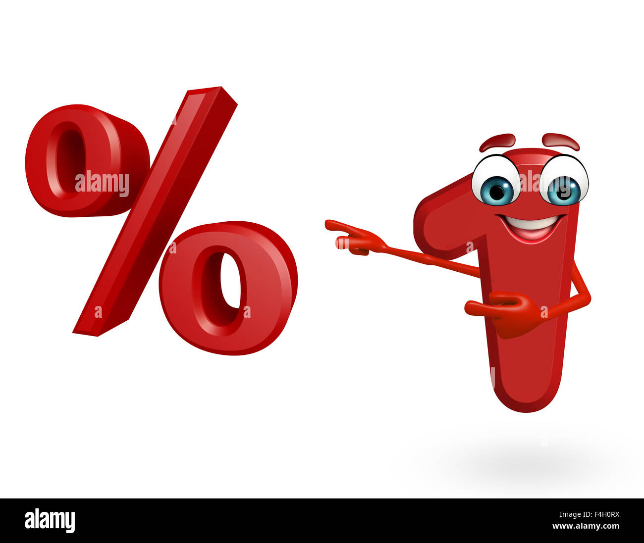 3d rendered illustration of cartoon character of one digit with ...