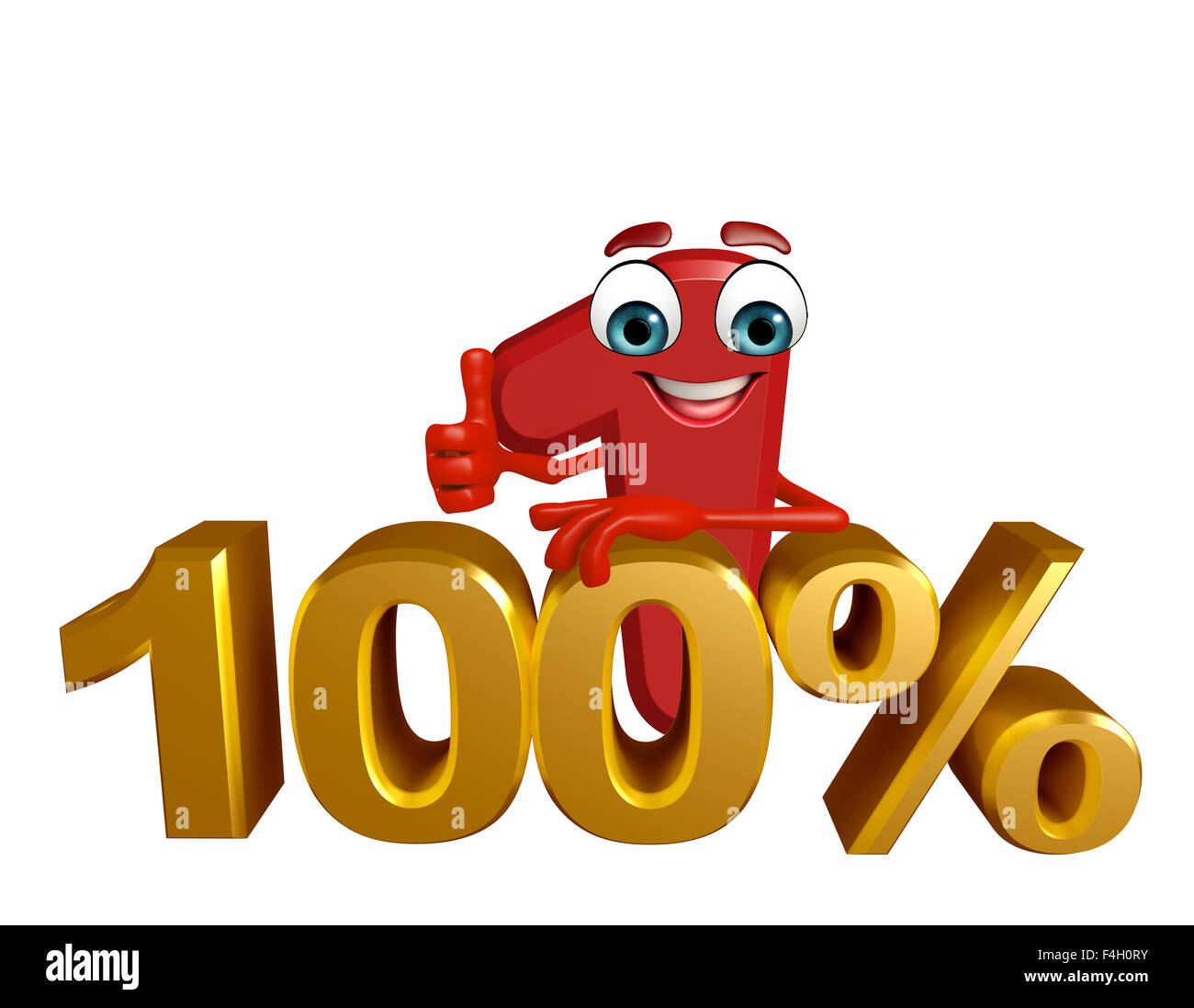 3d rendered illustration of cartoon character of one digit with ...