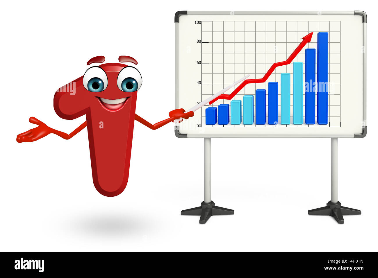 3d rendered illustration of cartoon character of one digit with ...