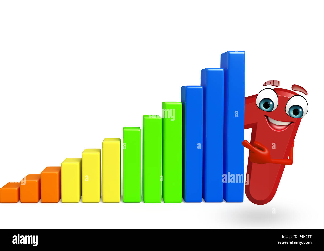 3d rendered illustration of cartoon character of one digit with ...