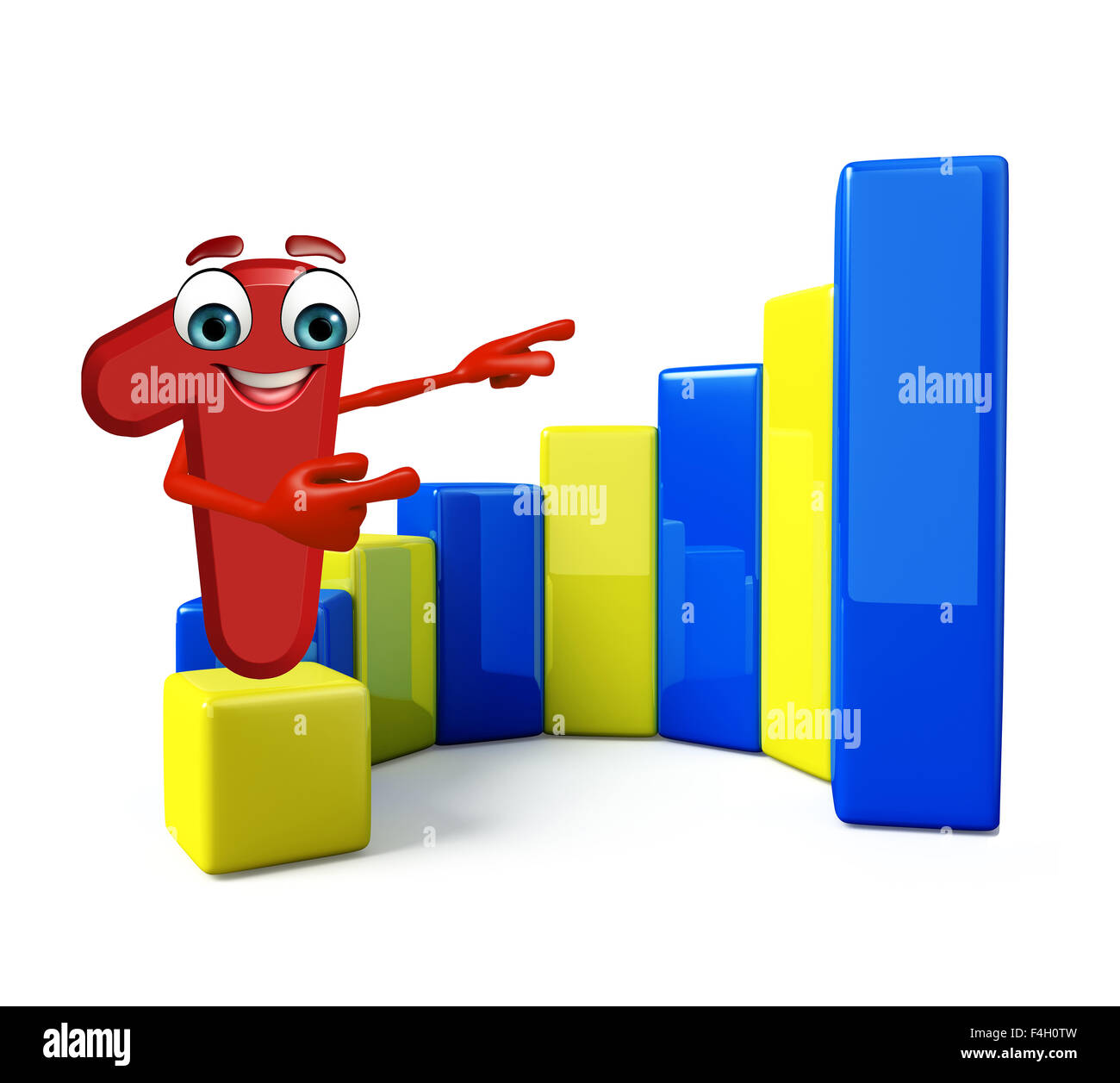 3d rendered illustration of cartoon character of one digit with ...
