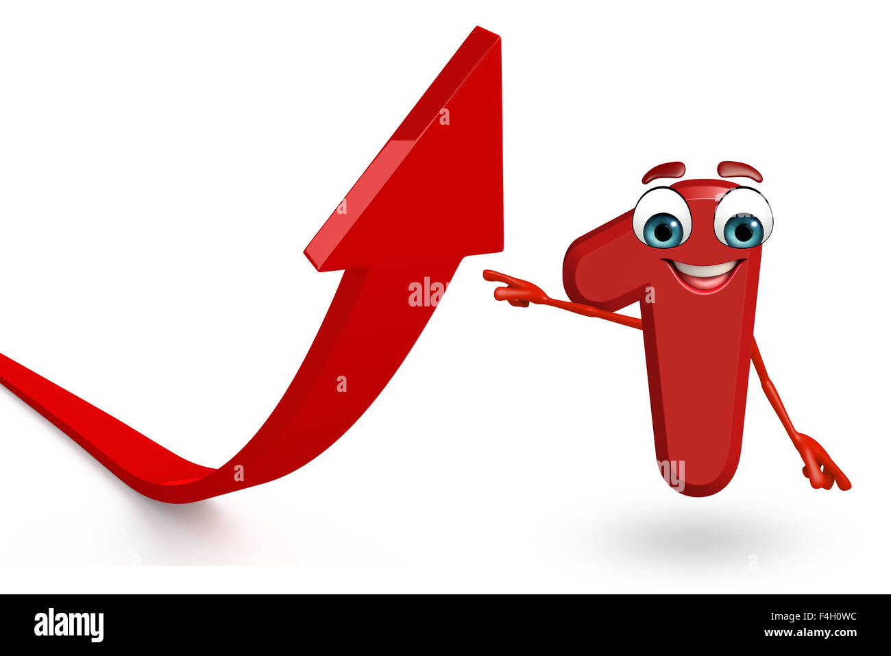 3d rendered illustration of cartoon character of one digit with arrow ...