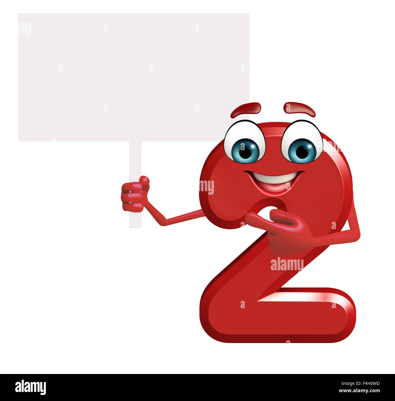 3d rendered illustration of cartoon character of two digit with sign ...