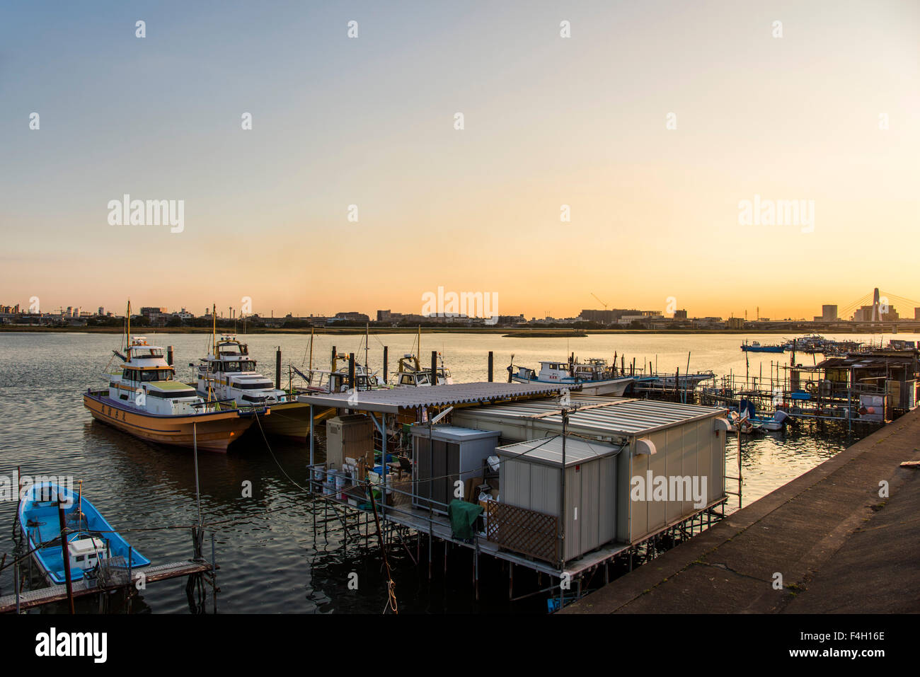Fisherman's harbor, estuary of Tama river,Ota-Ku,Tokyo,Japan Stock ...