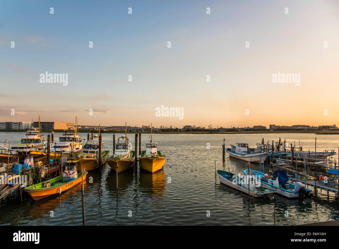 Fisherman's harbor, estuary of Tama river,Ota-Ku,Tokyo,Japan Stock ...