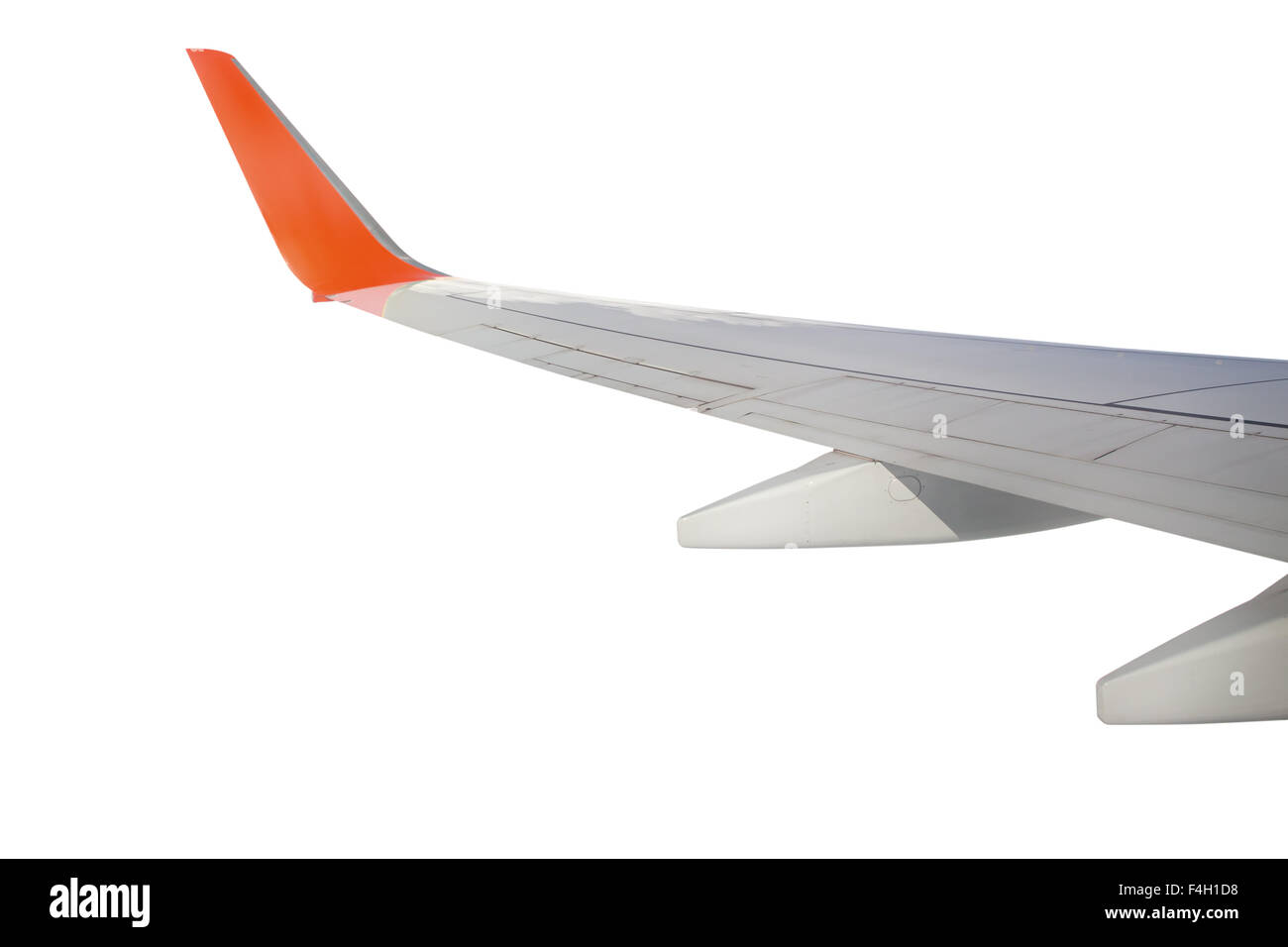 Airplane wing travel concept isolated on white background Stock Photo ...