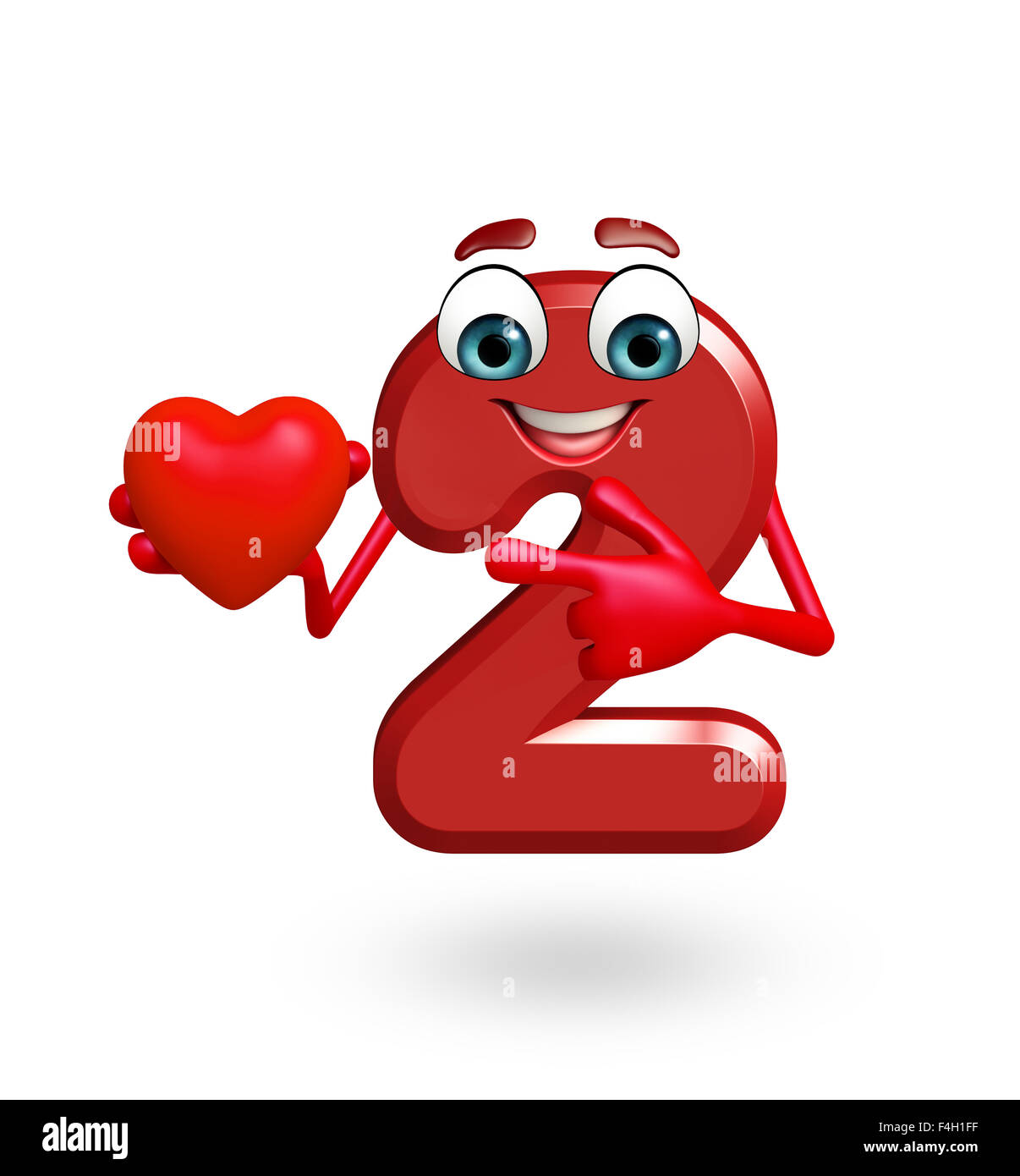 3d rendered illustration of cartoon character of two digit with heart ...