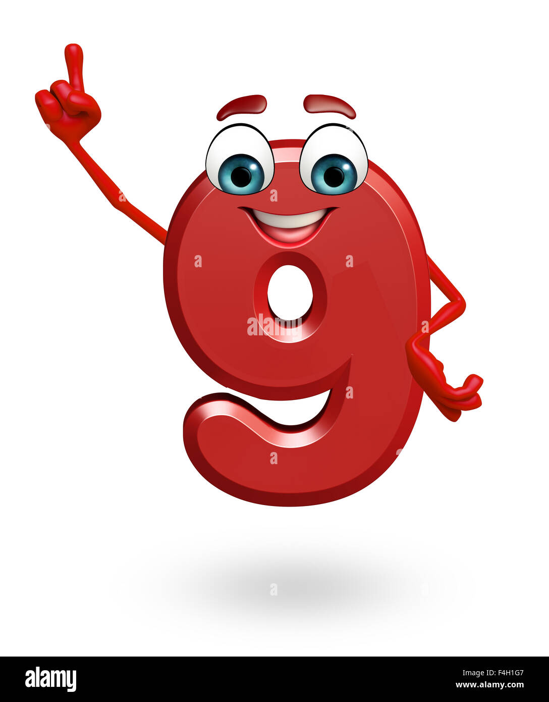 3d rendered illustration of cartoon character of nine digit Stock Photo ...