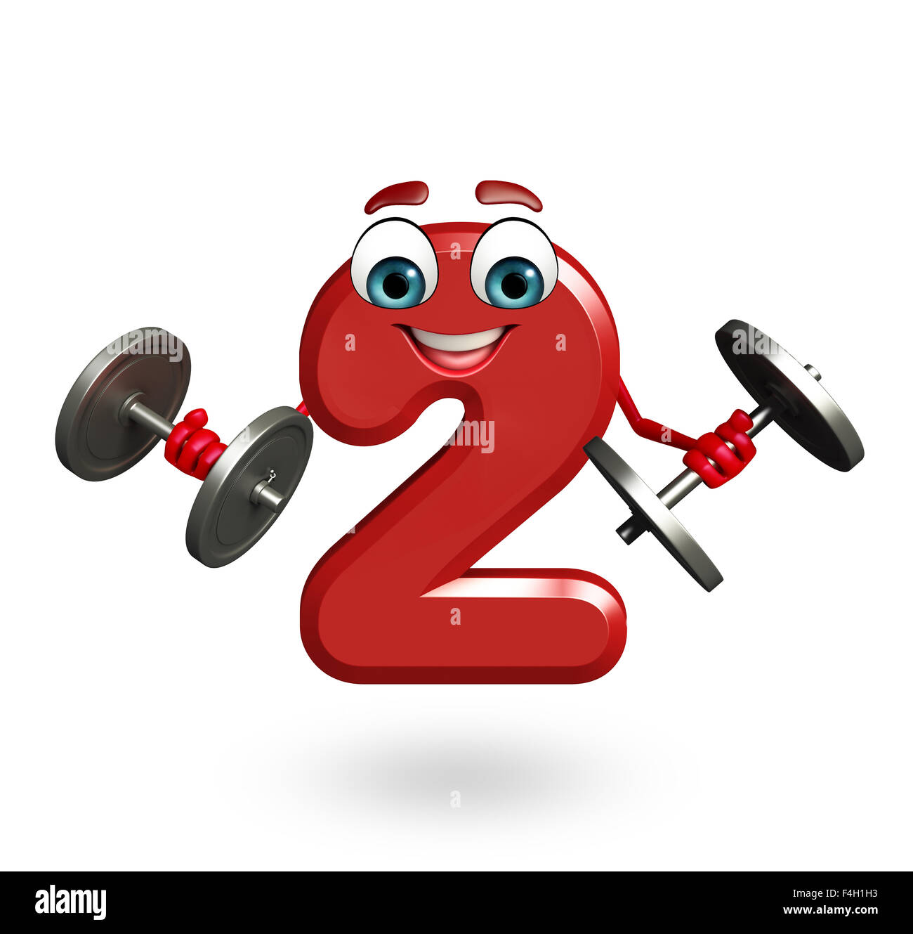 3d rendered illustration of cartoon character of two digit with weights ...