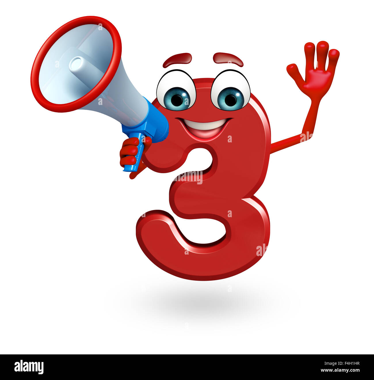 3d rendered illustration of cartoon character of three digit with ...