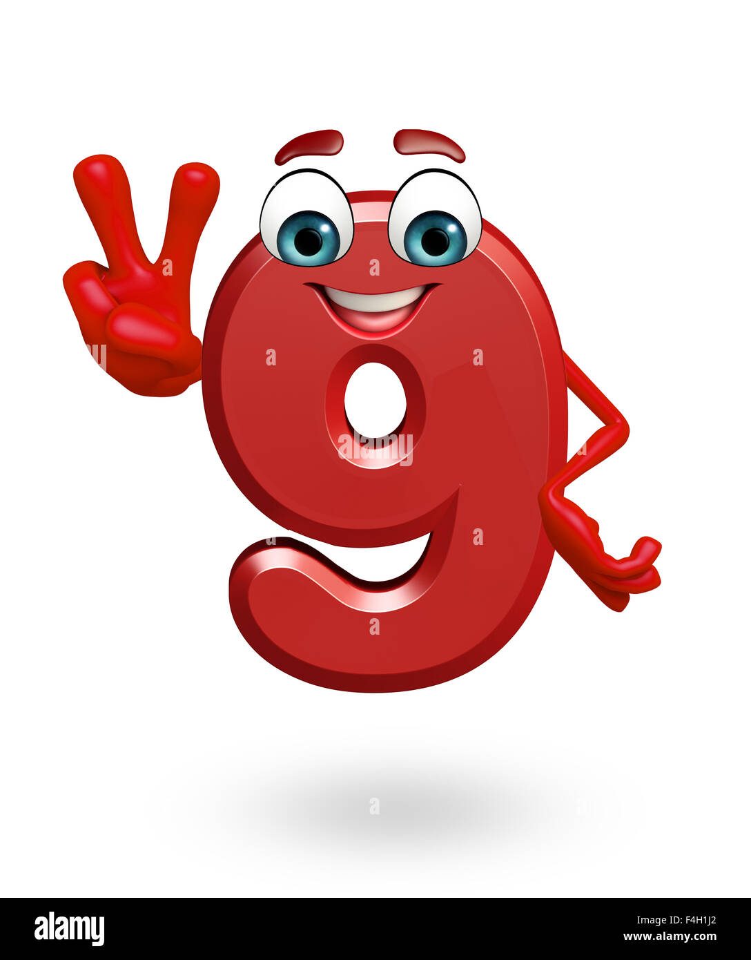 3d rendered illustration of cartoon character of nine digit Stock Photo ...