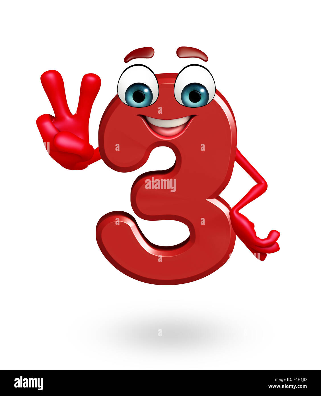 3d rendered illustration of cartoon character of three digit Stock ...