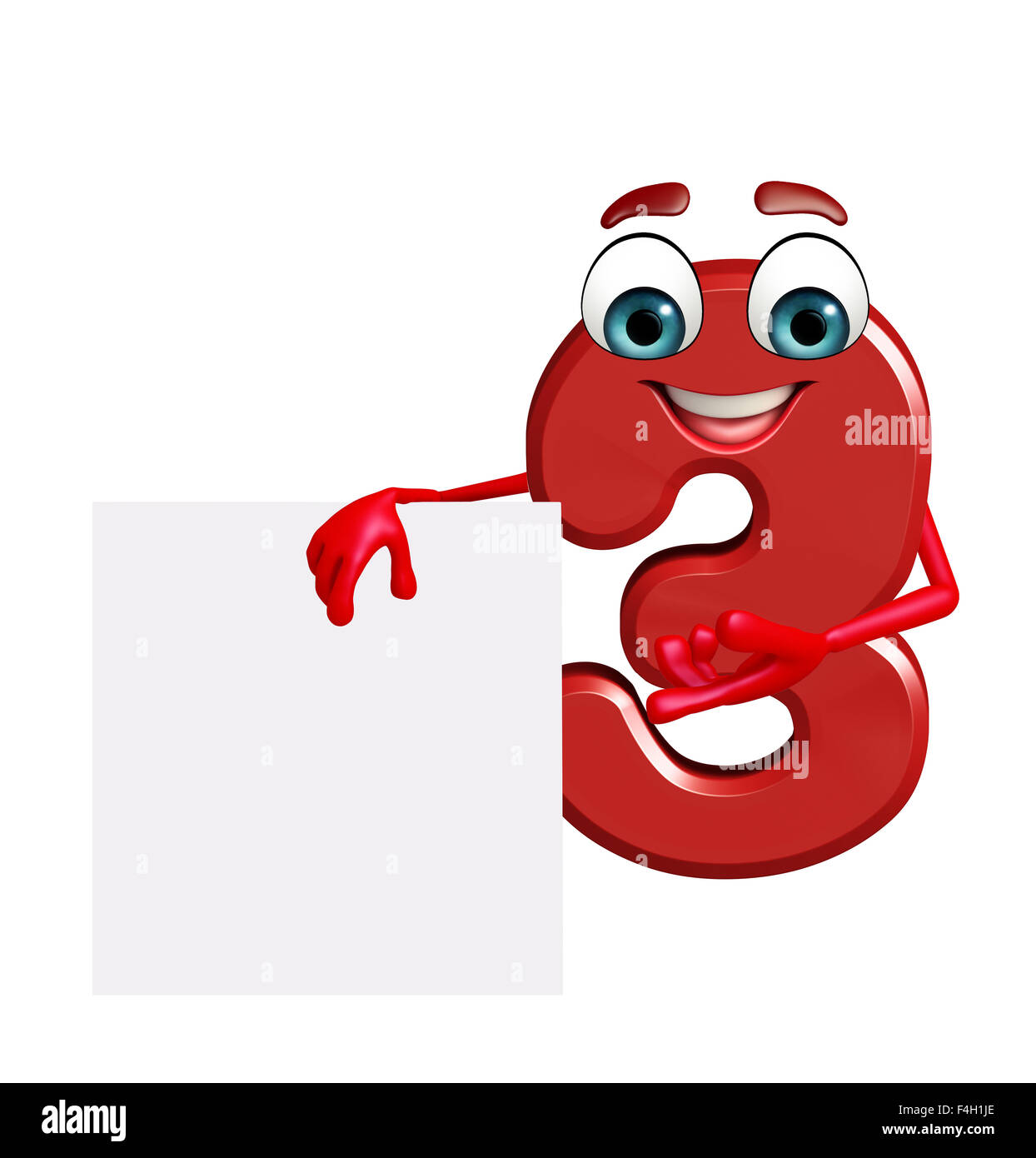 3d rendered illustration of cartoon character of three digit with sign ...
