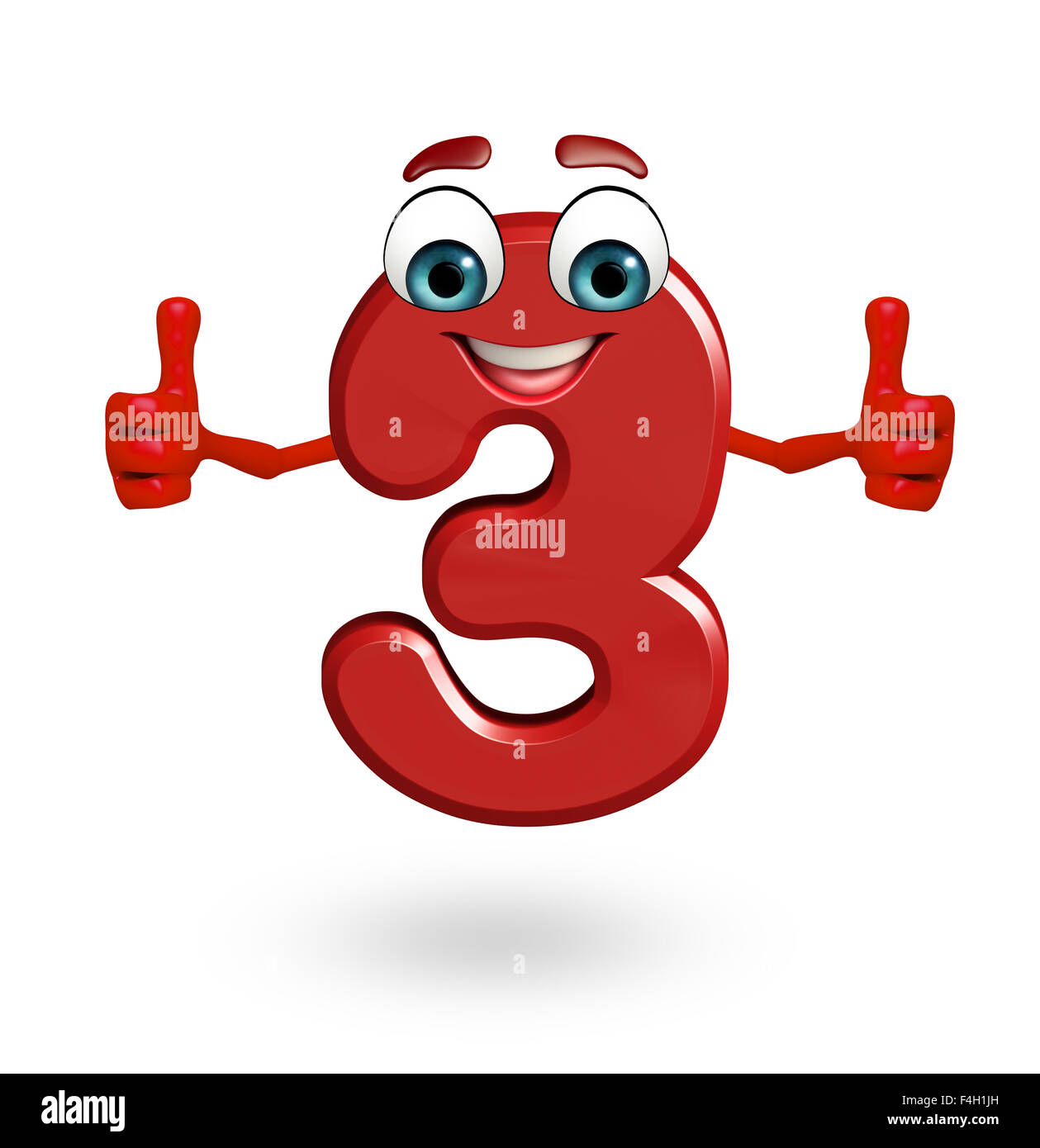 3d rendered illustration of cartoon character of three digit Stock ...