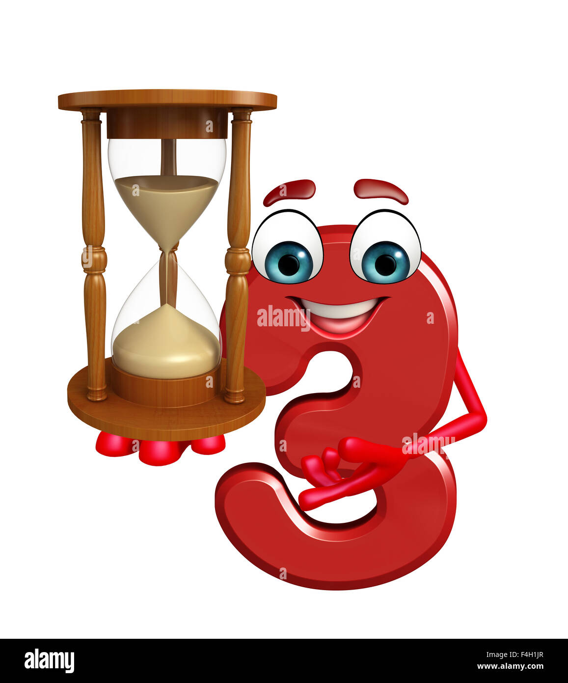 3d rendered illustration of cartoon character of three digit with sand ...