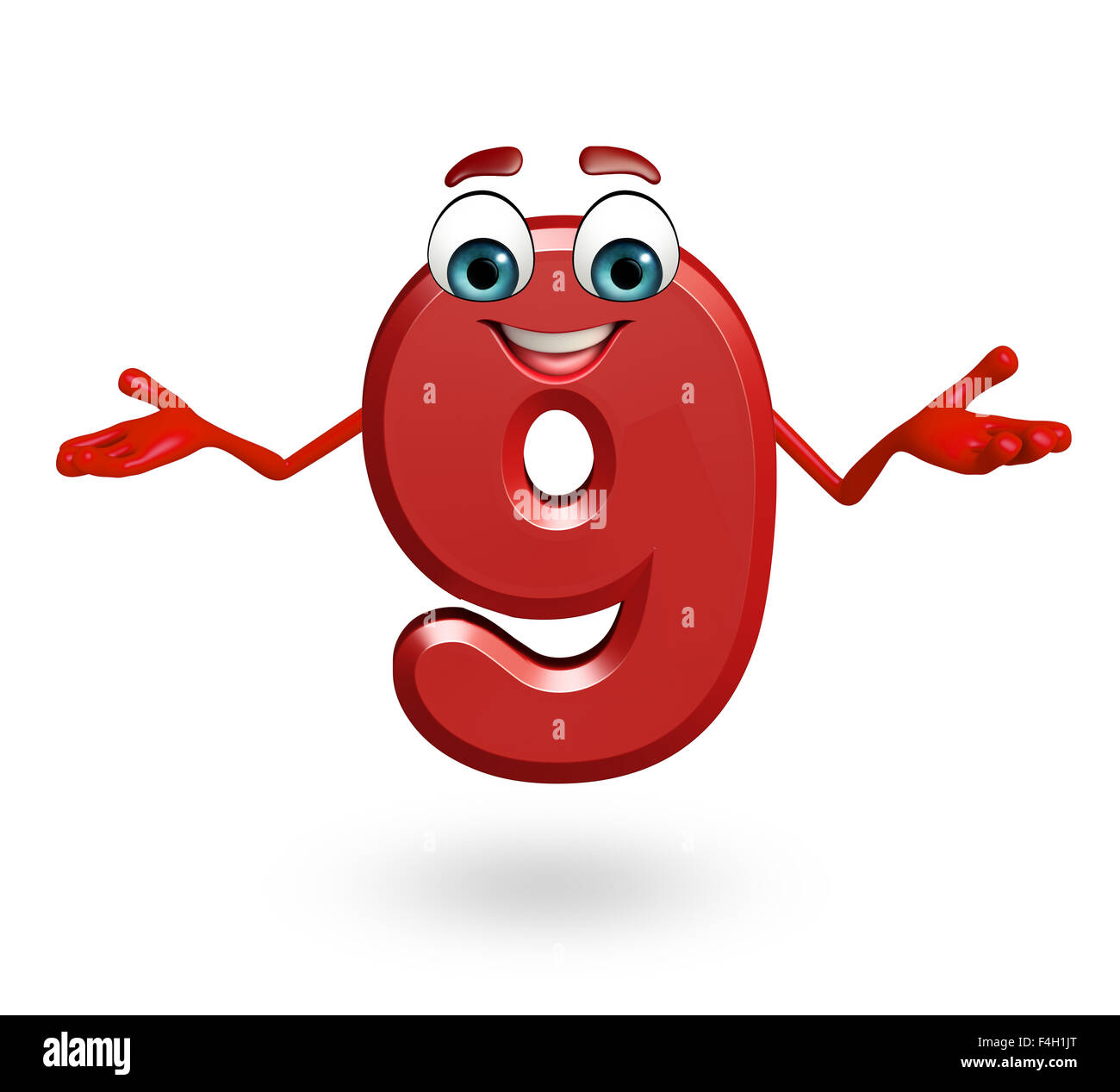 3d rendered illustration of cartoon character of nine digit Stock Photo ...