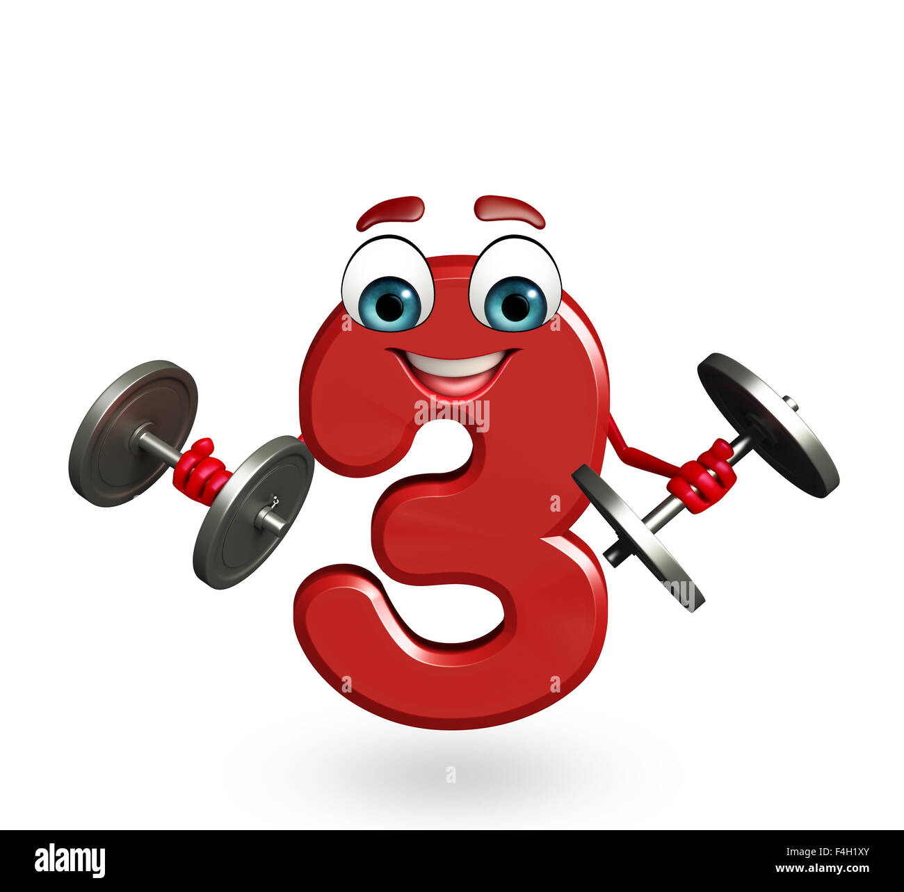 3d rendered illustration of cartoon character of three digit with ...