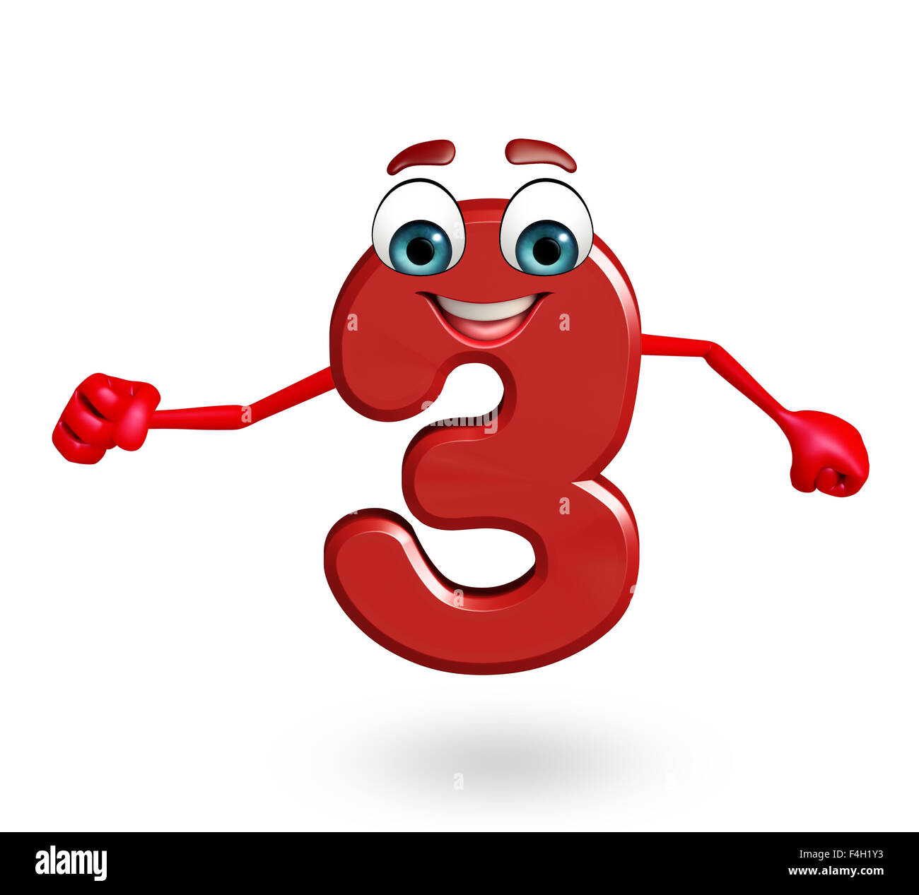 3d rendered illustration of cartoon character of three digit Stock ...