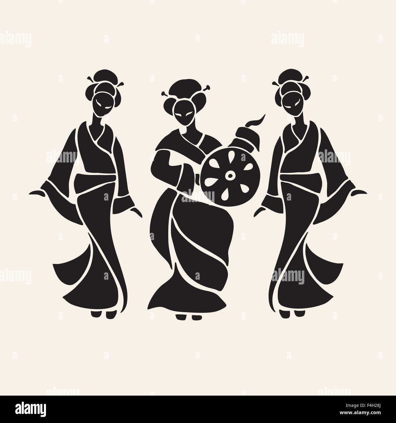 Portrait chinese women traditional dress Stock Vector Images - Alamy