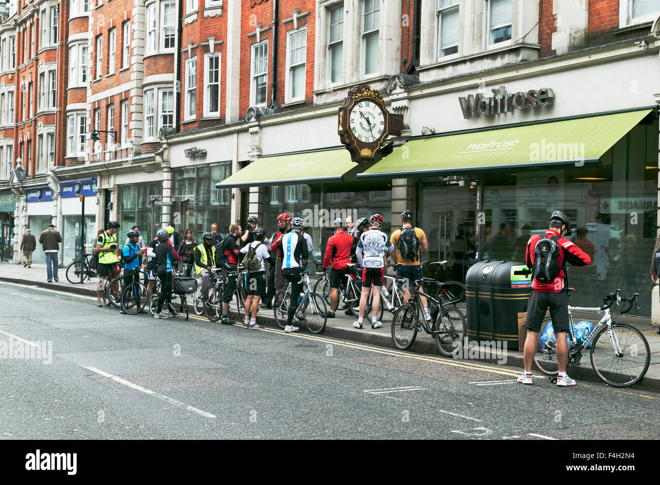 London, England, 18 October 2015. Waitrose staff cycling group assemble ...