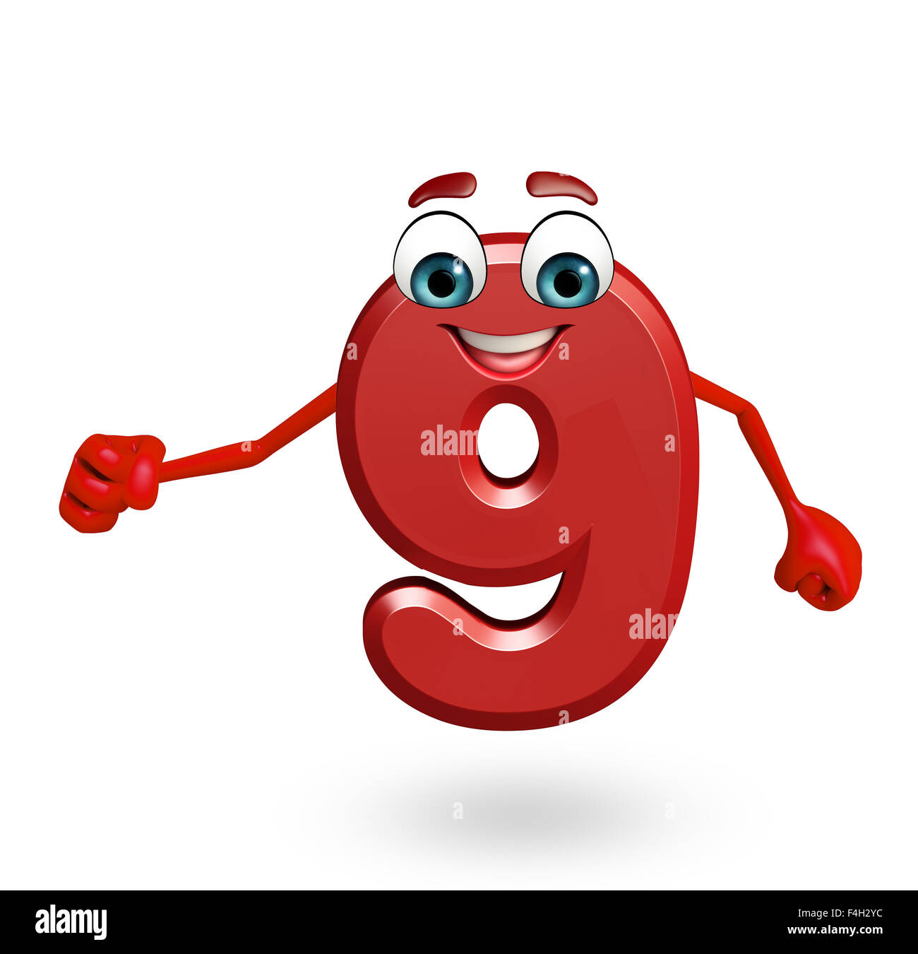 3d rendered illustration of cartoon character of nine digit Stock Photo ...