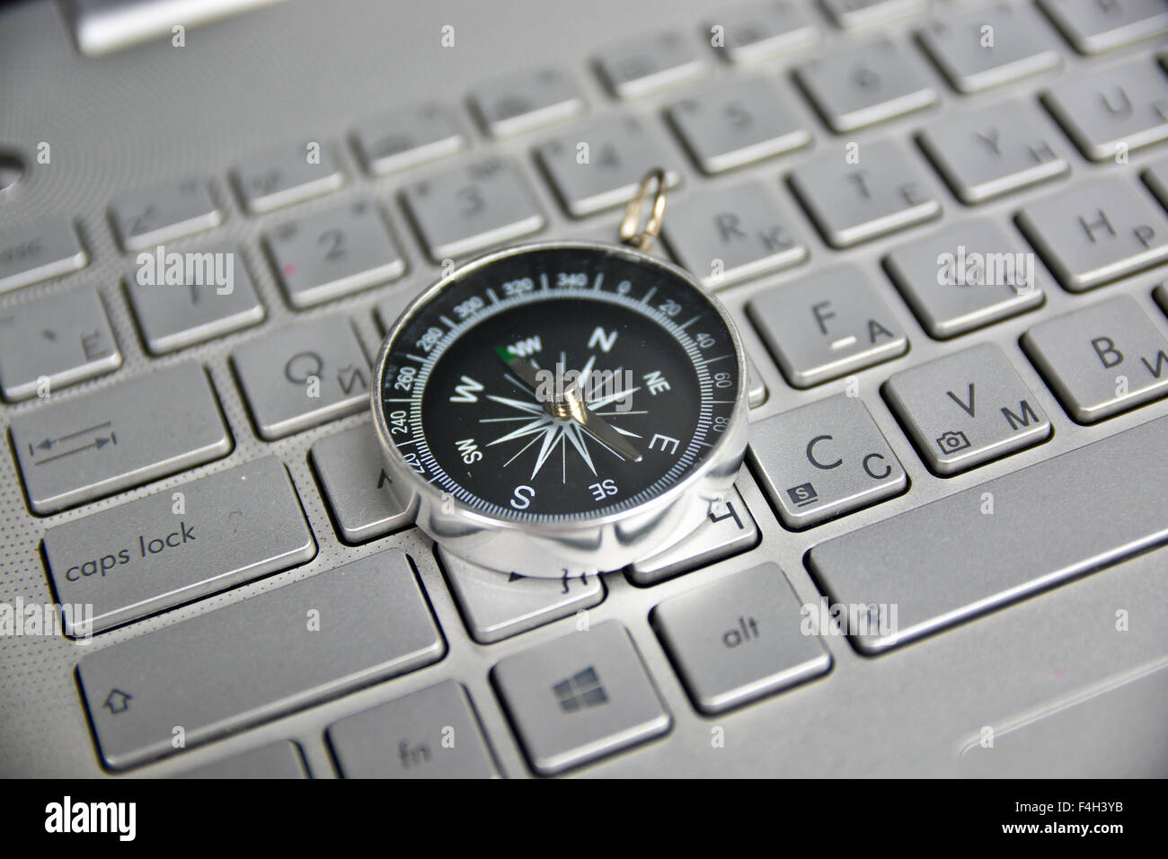 Navigation on the Internet! Photo of magnetic compass on computer ...