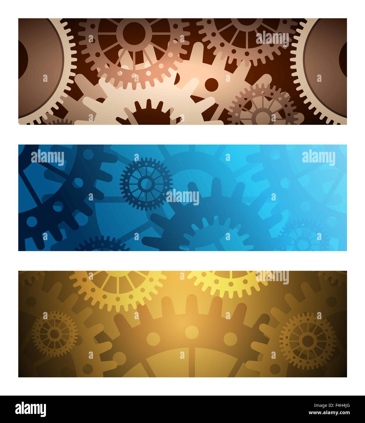 Set of banners or headers with gears. Colorful illustration Stock ...