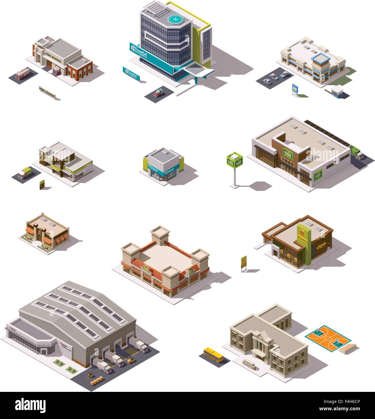Vector isometric buildings set Stock Vector Image & Art - Alamy