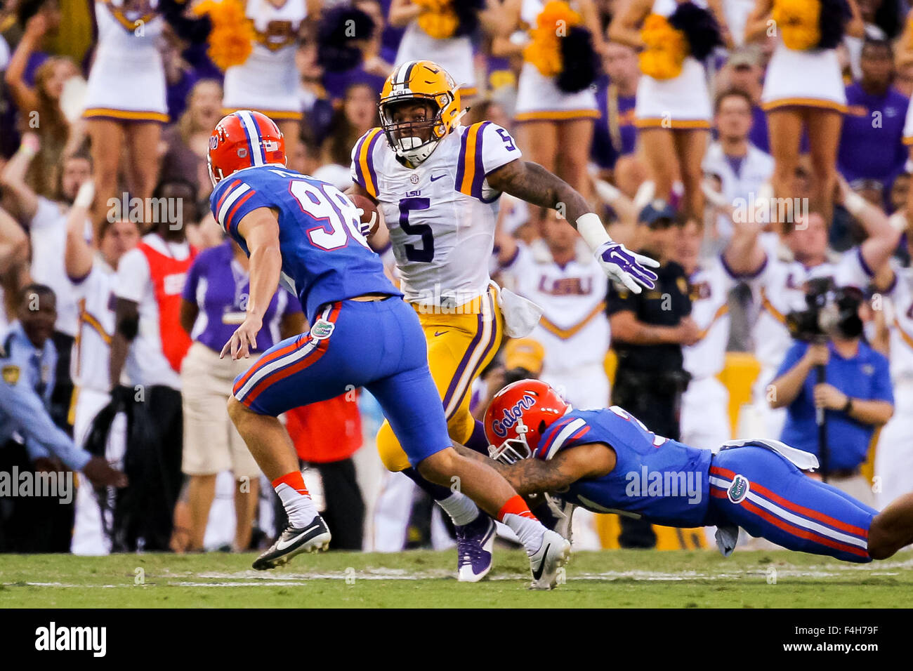 Rouge, LA, USA. 17th Oct, 2015. LSU Tigers running back Derrius Guice ...