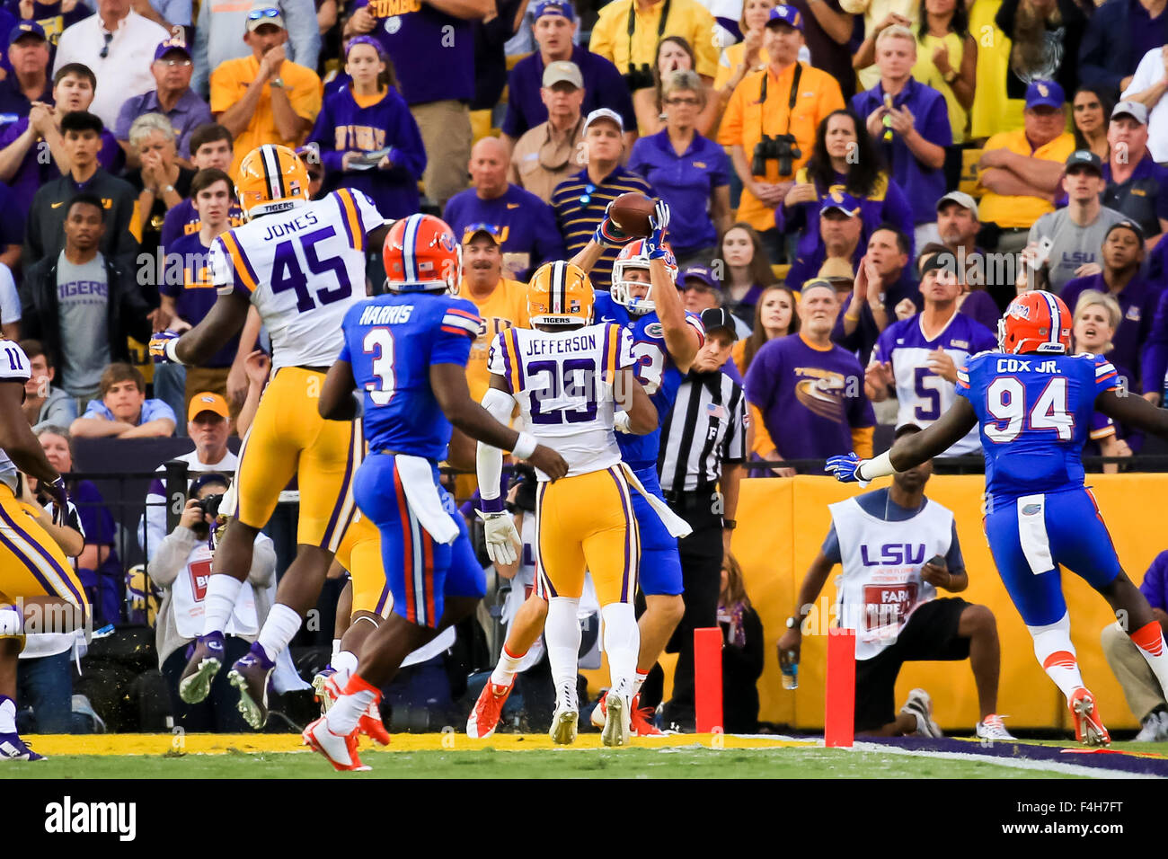 Rouge, LA, USA. 17th Oct, 2015. LSU Tigers safety Rickey Jefferson (29 ...
