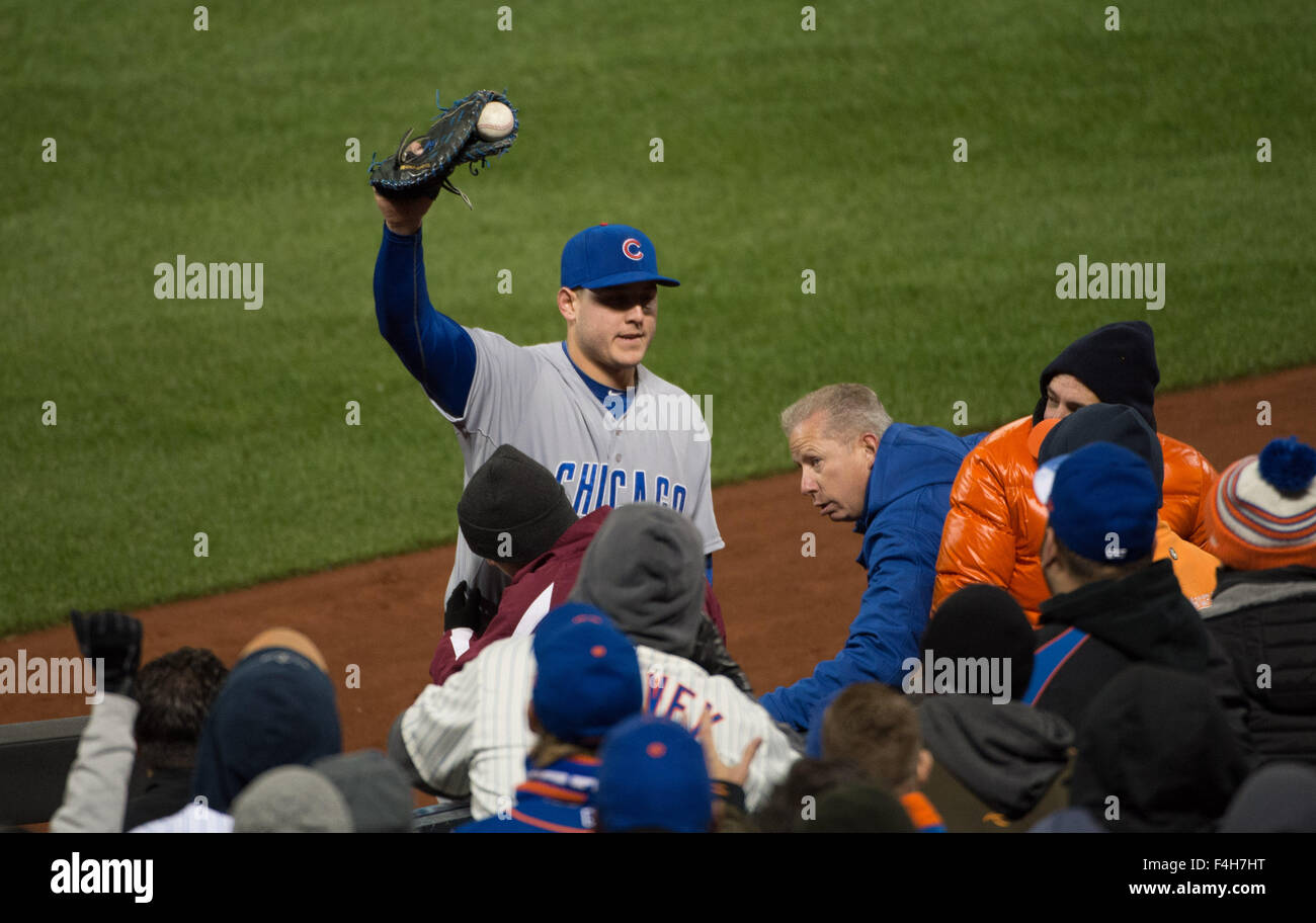 New York, NY, USA. 17th Oct, 2015. Chicago Cubs first baseman ANTHONY ...