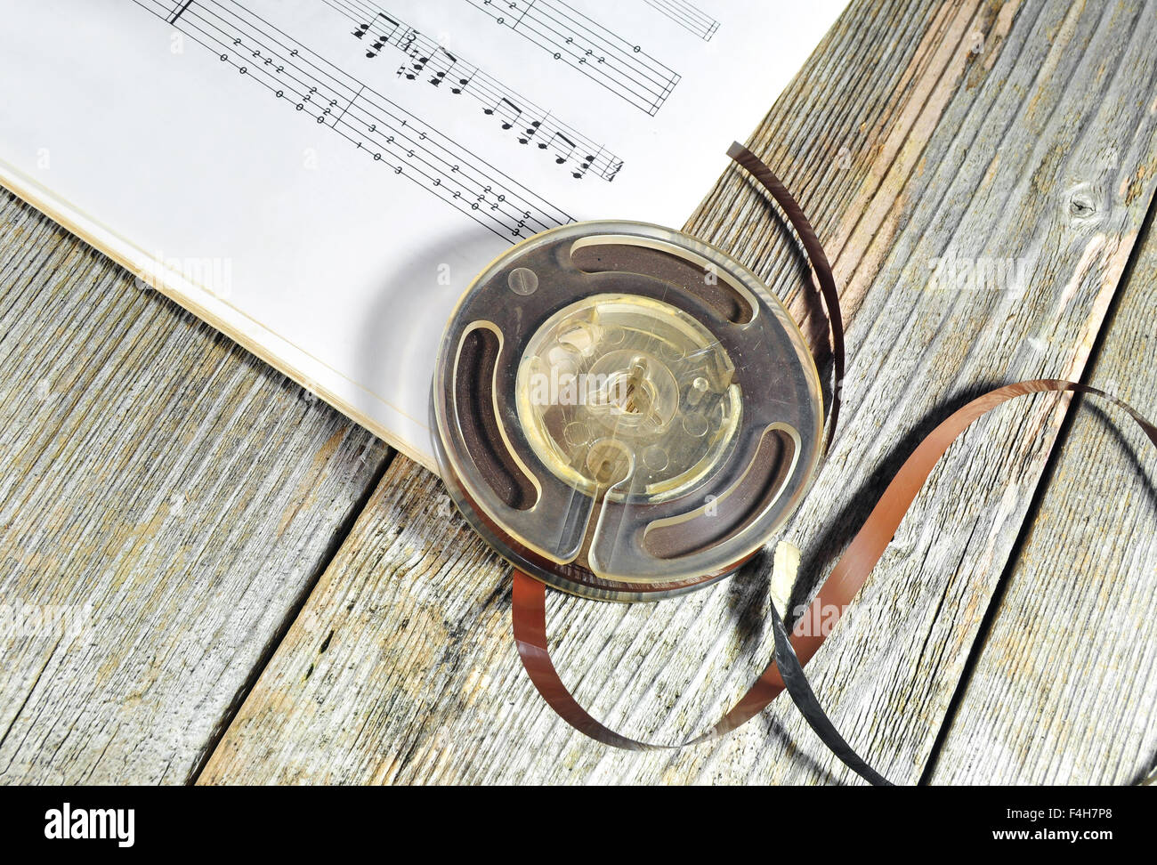 Old music tape with music notes Stock Photo - Alamy