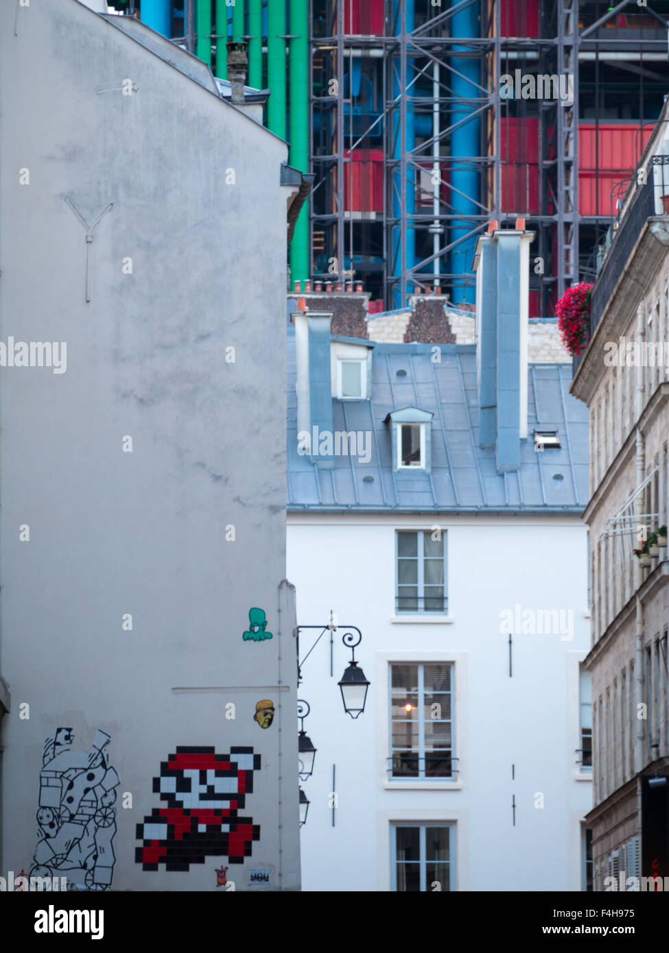 Super Mario street art with Pompidou in background Stock Photo - Alamy