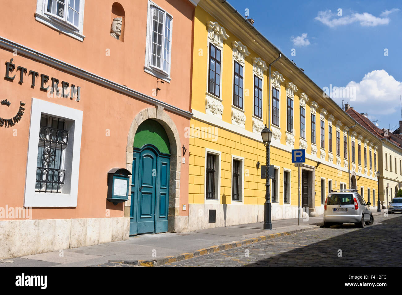 A brightly coloured building in Buda, Budapest, Hungary Stock Photo - Alamy