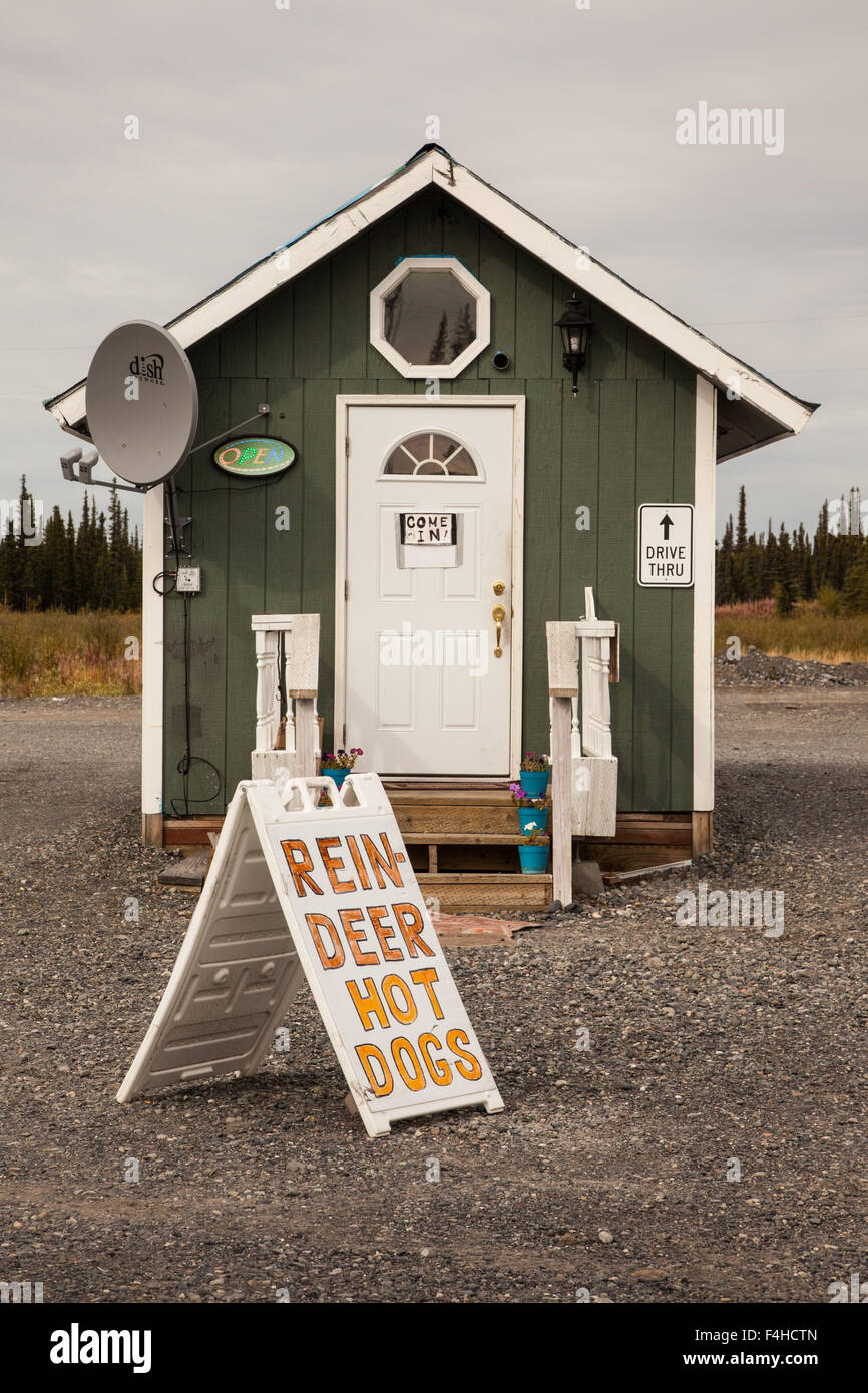 Reindeer hot dog hut in Tok, Alaska Stock Photo - Alamy