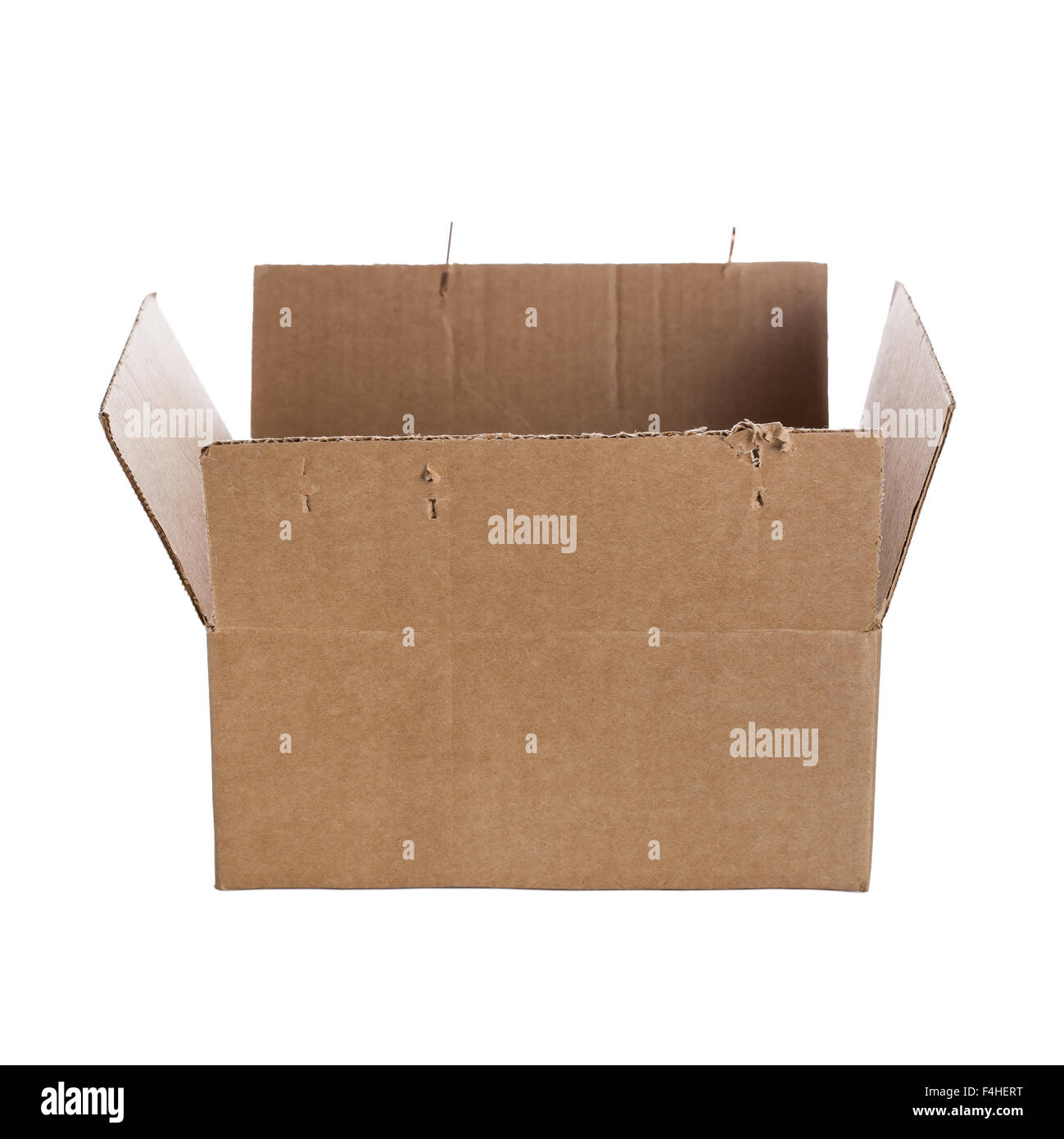 Open cardboard box isolated on white background Stock Photo - Alamy