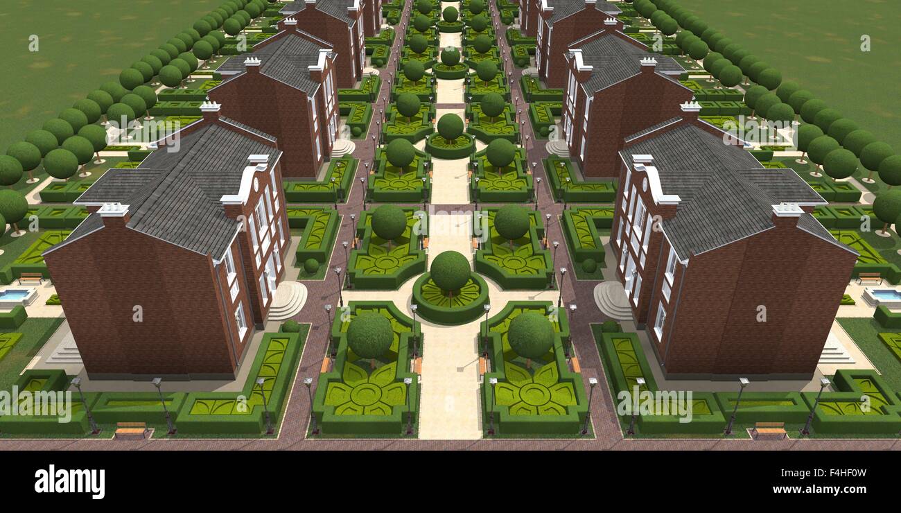 Master plan of the village. 3d model render Stock Photo - Alamy