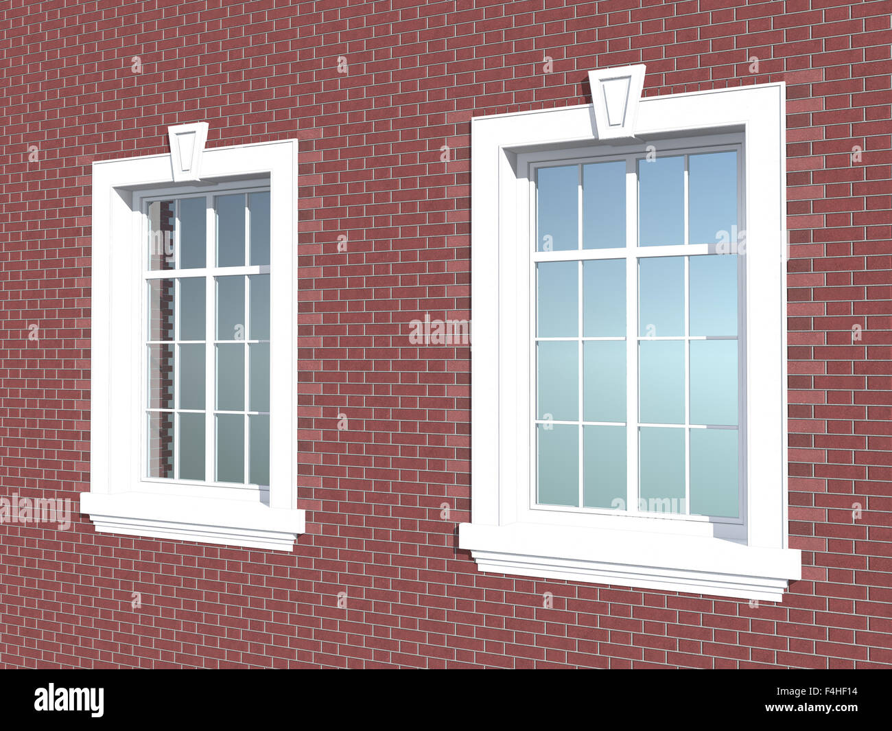 Close-up view of windows in a brick building Stock Photo - Alamy