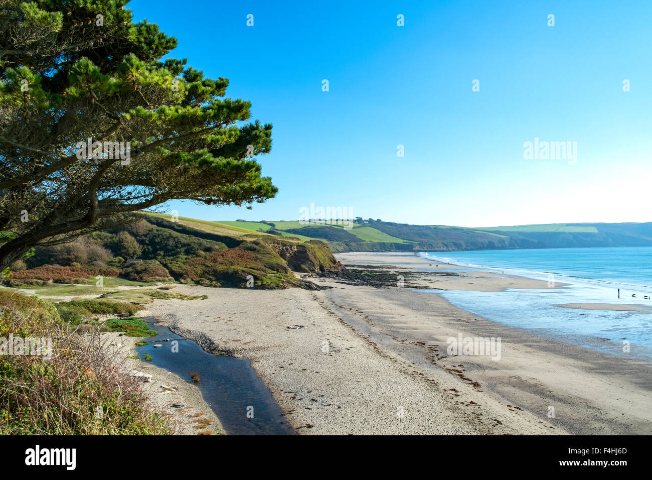 Pendower beach near the village of Veryan in Cornwall, England, UK ...