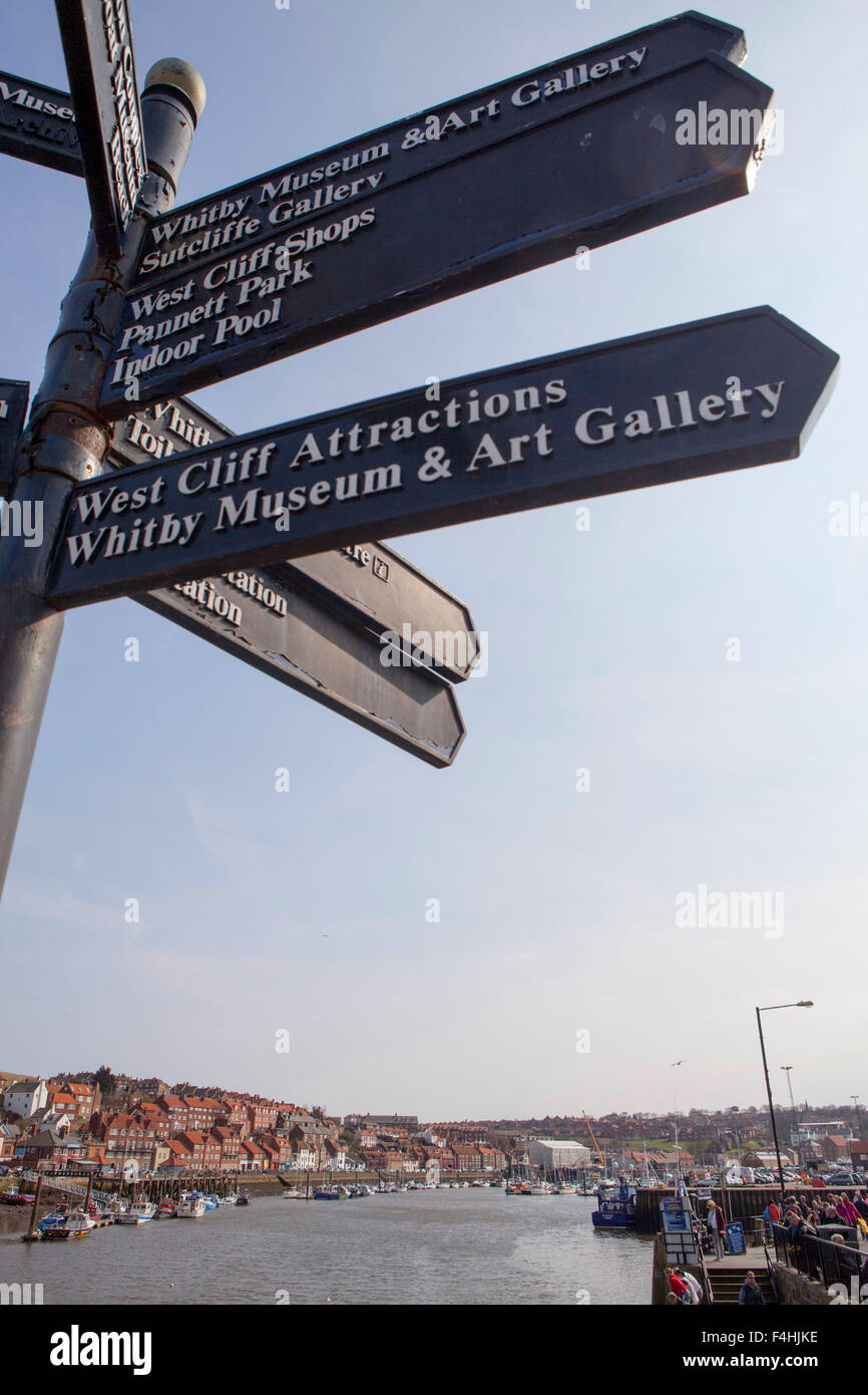 Sign post at Whitby North Yorkshire England United Kingdom UK ...