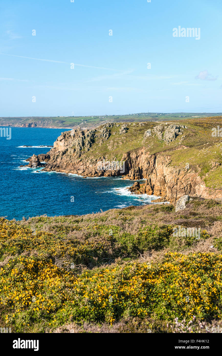 Scenic coastal landscape at Lands End, Cornwall, England, UK Stock ...