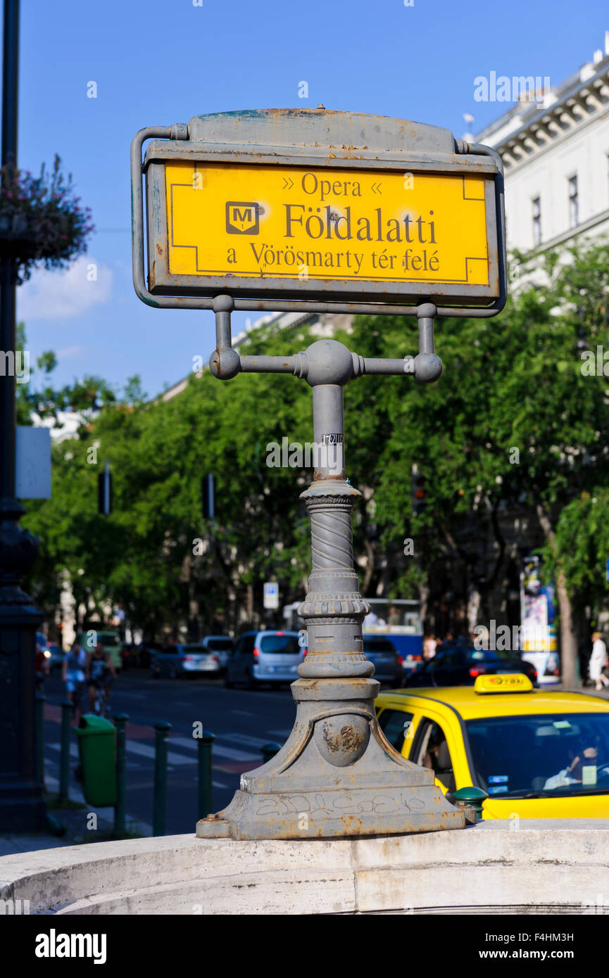 A sign of the Opera underground train station, Budapest, Hungary Stock ...