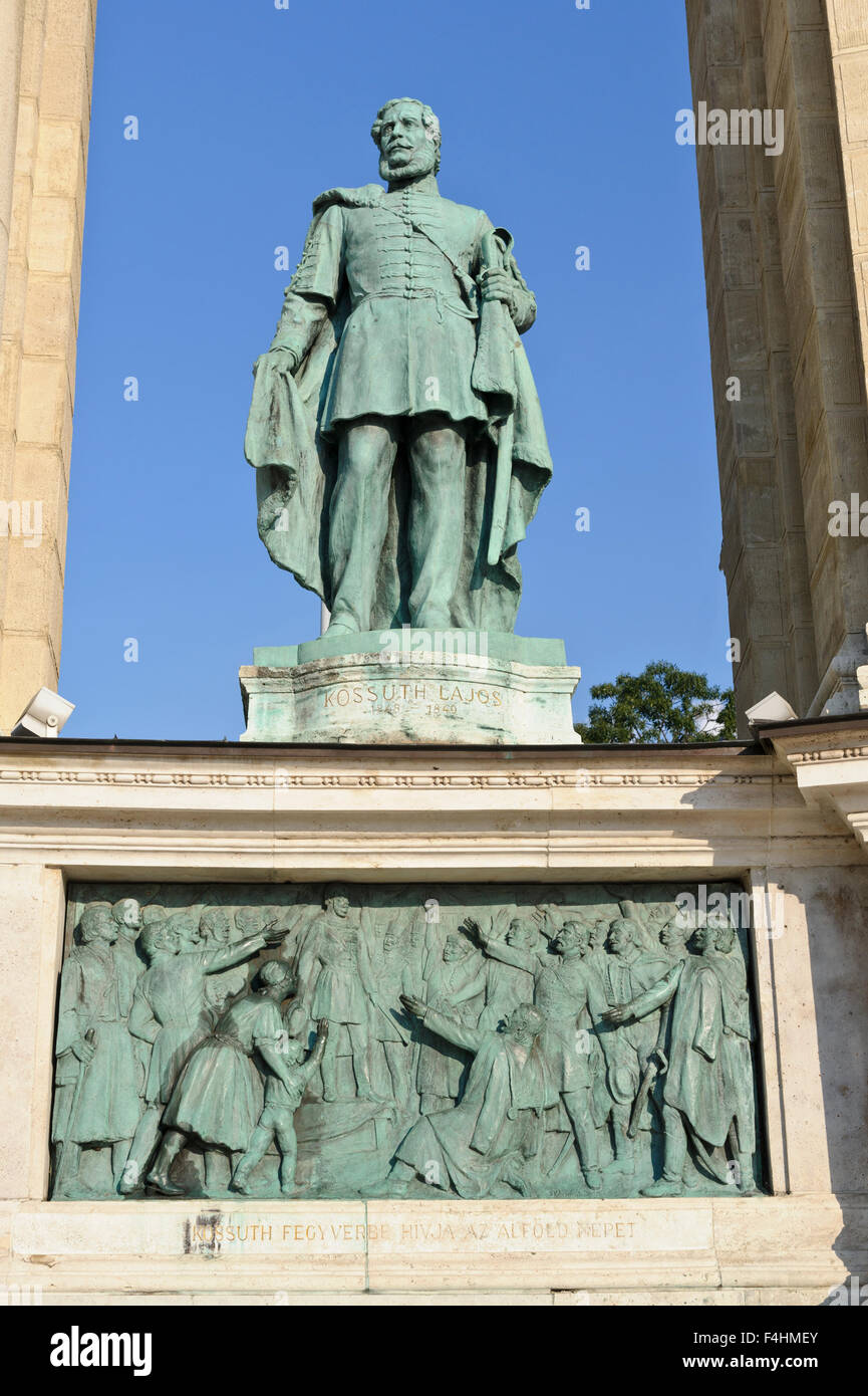 Statue of Lajos Kossuth in the Heroes Square, Budapest, Hungary Stock ...