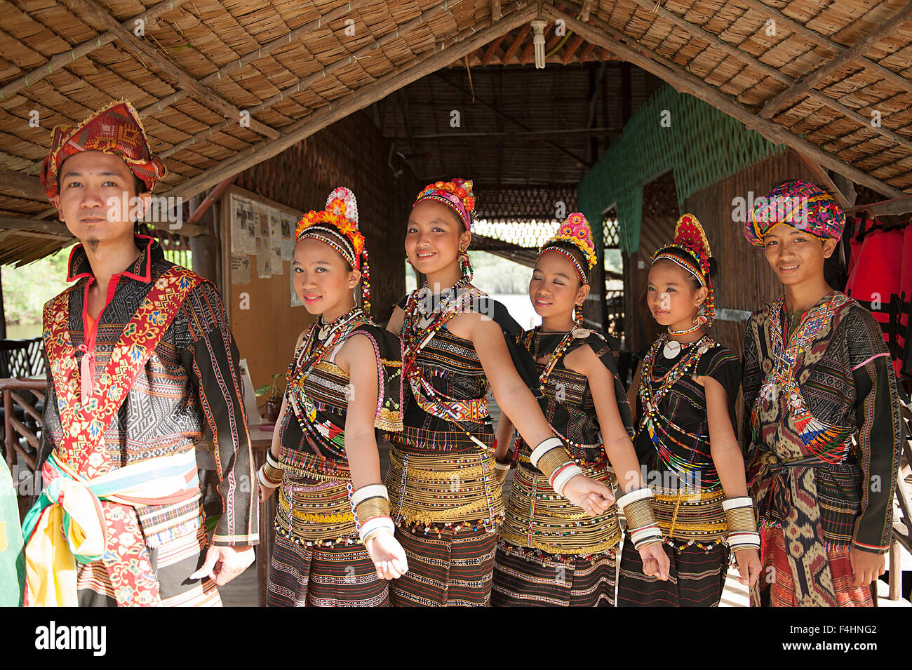 A group from Rungus ethnic wearing traditional costume Stock Photo - Alamy