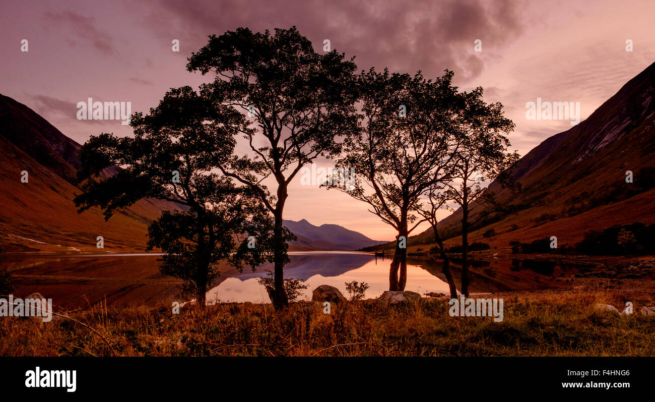 Autumnal sunset at Loch Etive, Highlands of Scotland Stock Photo - Alamy