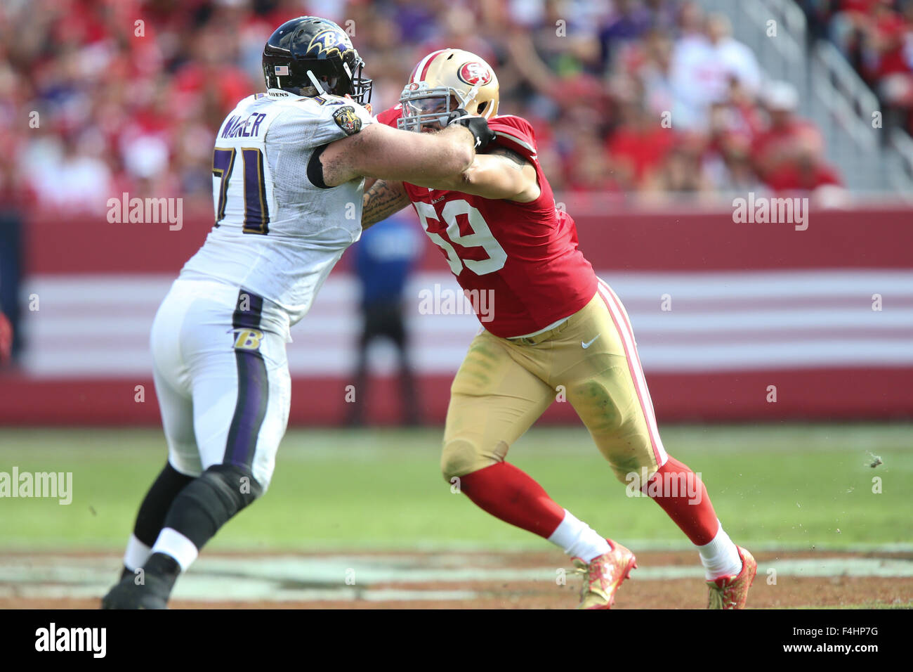 Santa Clara, California, USA. 18th Oct, 2015. Baltimore Ravens tackle ...